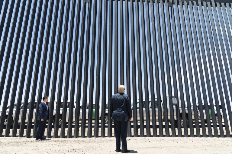 10: The White House from Washington, DC,Donald Trump with a section of ...